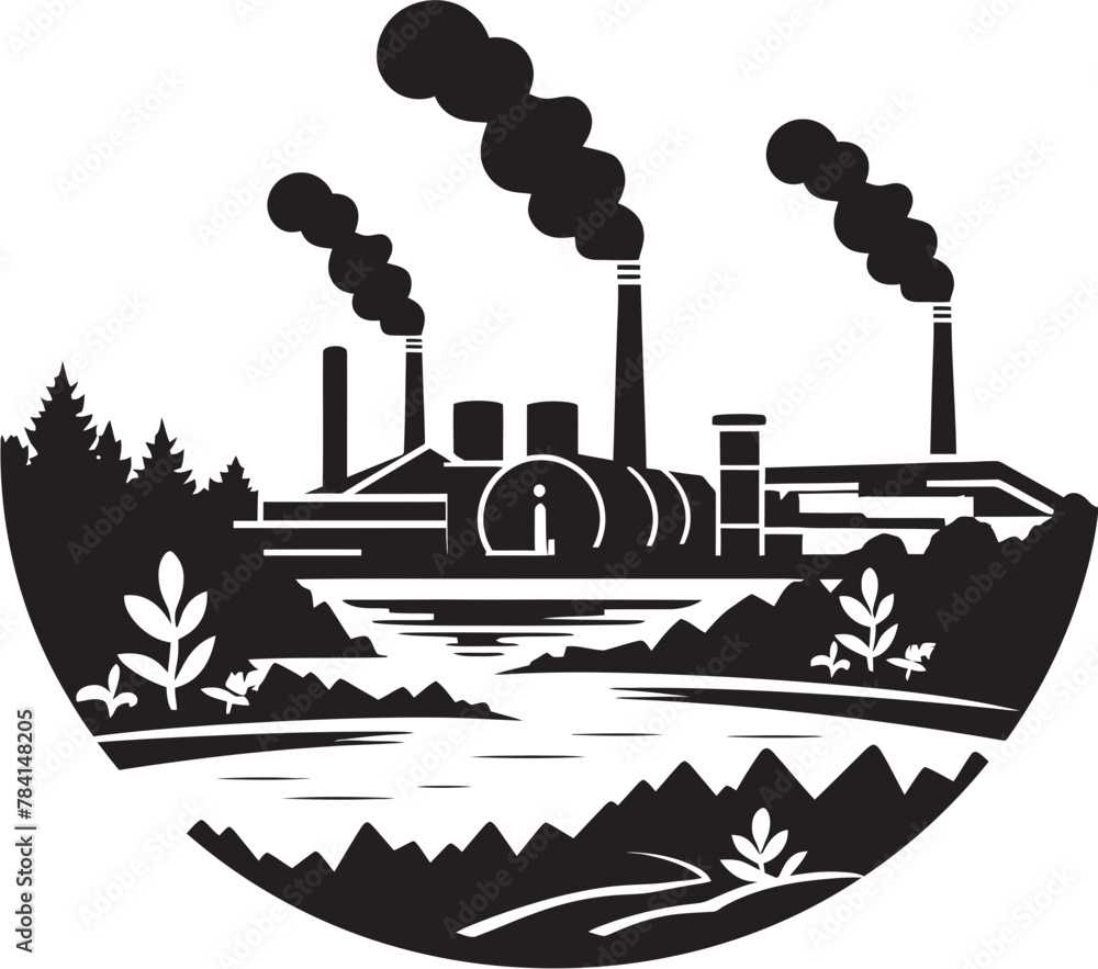 Hazy Harbor Logo River Pollution Vector Icon Grimy Gorge Emblem Water ...
