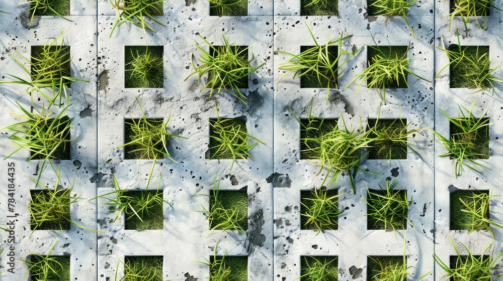 Seamless texture of sidewalk tile with holes for grass. Isolated ...