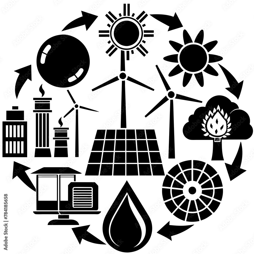 Explaining-renewable-energy - Vector - Vector art - Vector illustration ...