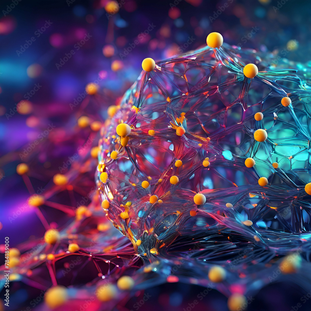 Abstract neural network Global database and artificial intelligence ...