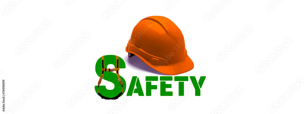 Safety banner with Safety helmet and body harness, multicolor ...