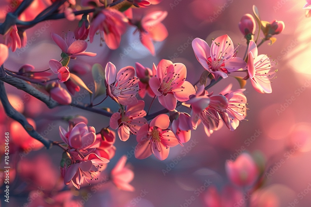 Spring blossoms in full bloom, photorealistic image with vibrant colors ...