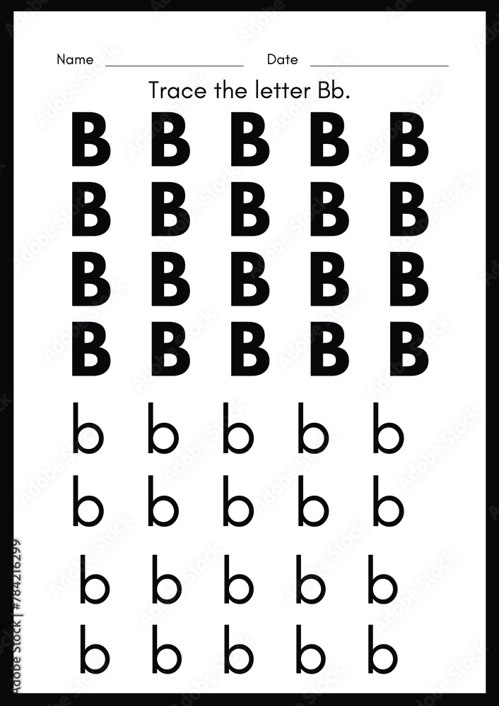 Alphabet Letter Bb Printable Letter Aa Tracing Worksheets Stock Vector ...