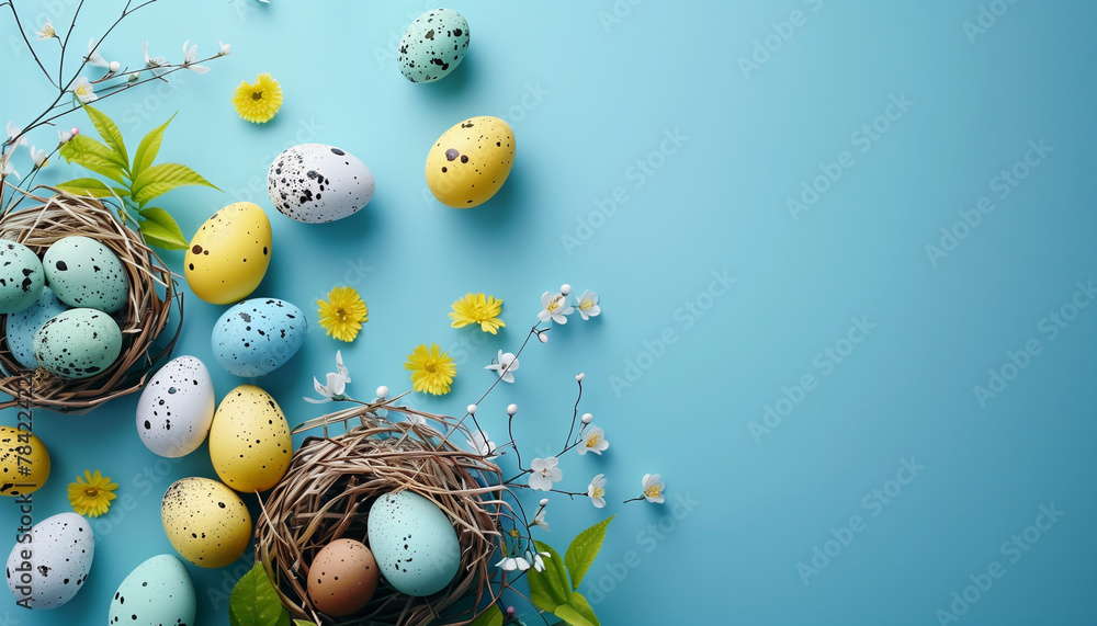 A vibrant Easter-themed banner featuring an array of beautifully ...