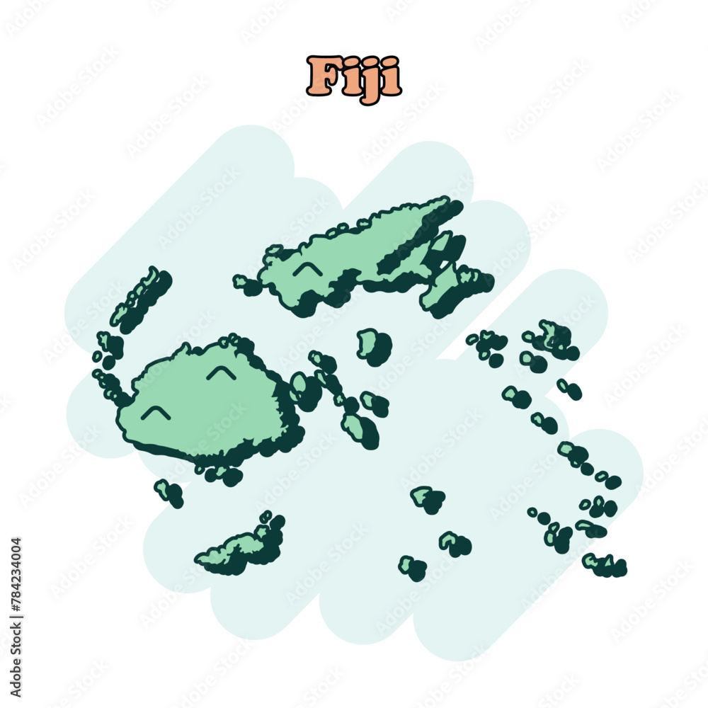 Fiji Cartoon colored map icon in comic style. Country sign illustration ...