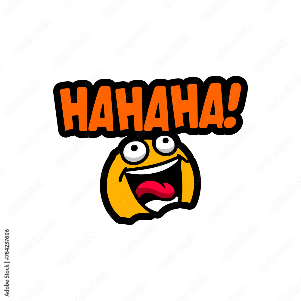 hahaha emoji laugh funny sticker vector illustration template design ...