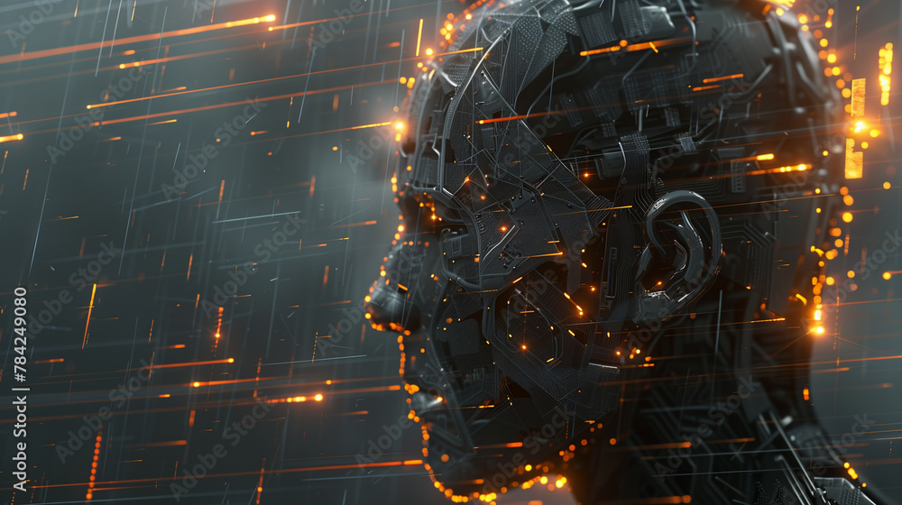 Digital Human Profile with Technological Network Concept Visualization ...