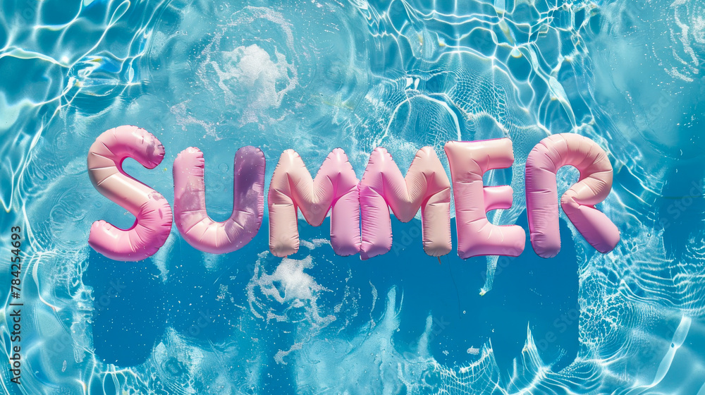 Summer season background with swimming pool water with summer word ...
