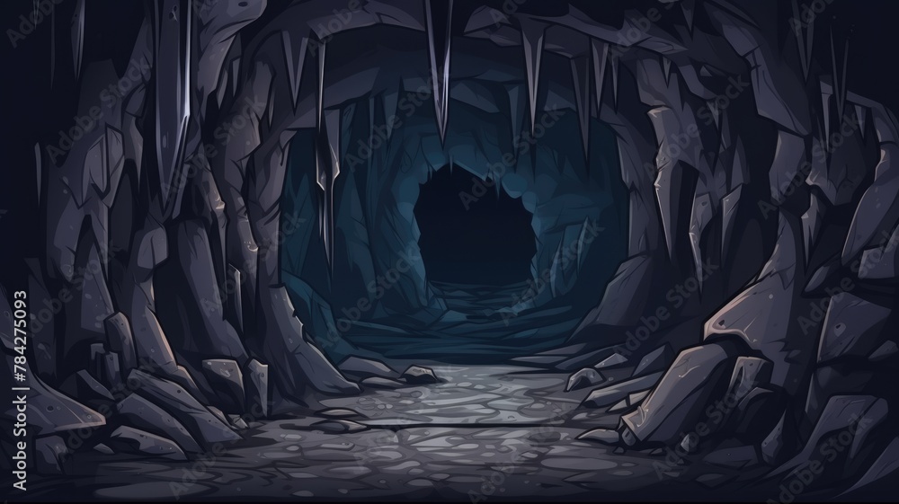 Path is crossing the dark cave game background tillable horizontally ...