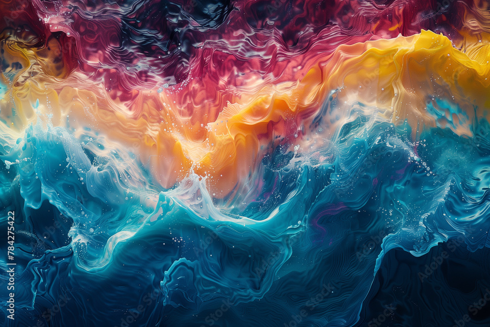 colorful abstract soundscape. symbolizing the Disrupted ocean due to ...