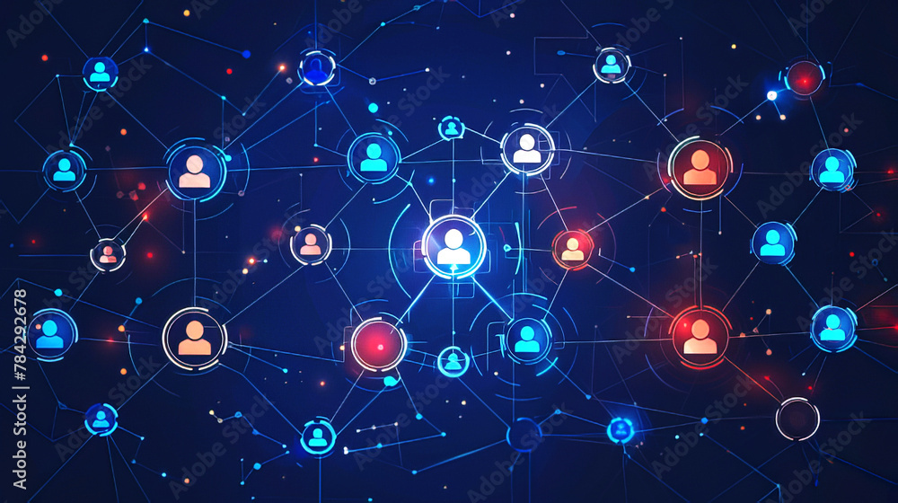 Blue background with network lines and interface connected concept ...