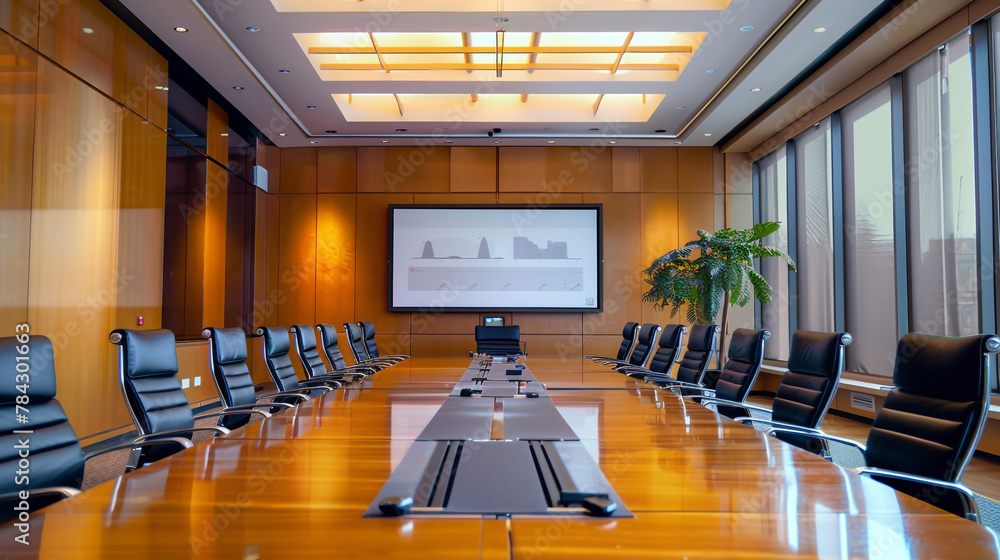 Envision a dynamic boardroom presentation, featuring compelling visuals ...
