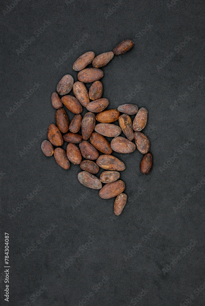 Map of Colombia, filled with cocoa beans. Republic of Colombia is a ...
