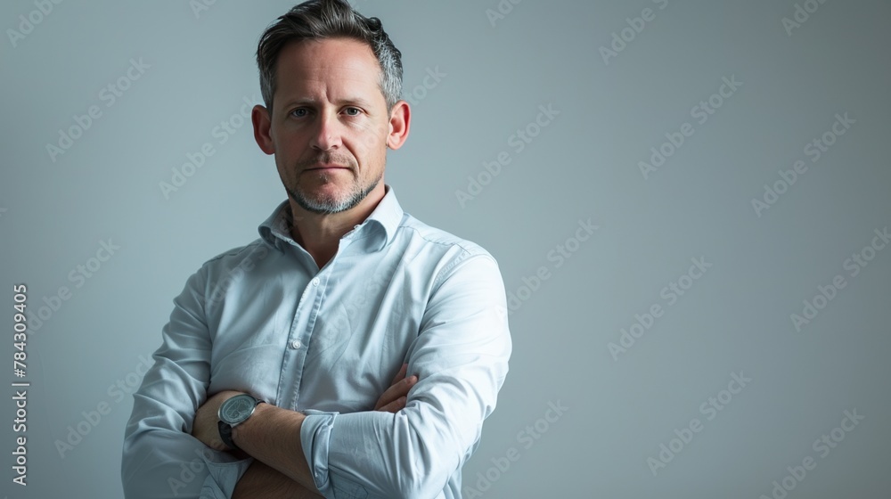 Confident father, casual style, friendly male face, relatable parent ...