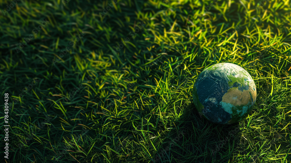 Green forest with the Earth global planet that tree growing from inside ...
