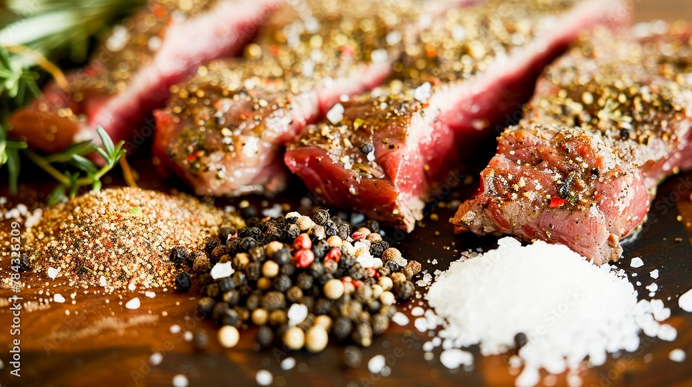 The art of steak seasoning captured in a moment, with salt and pepper ...