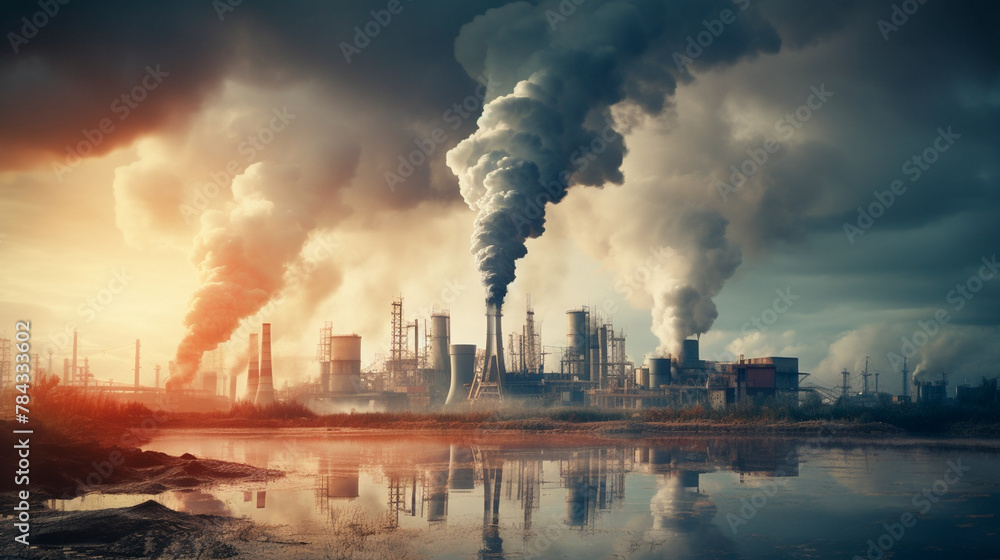smoke from the power plant. environmental pollution, environmental ...