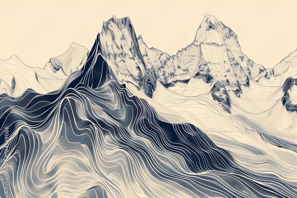 mountain line art Abstract blue marble texture with color splashes ...