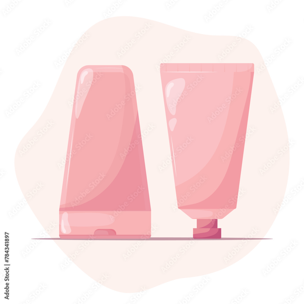 Makeup products vector illustration. Cosmetic containers on white ...