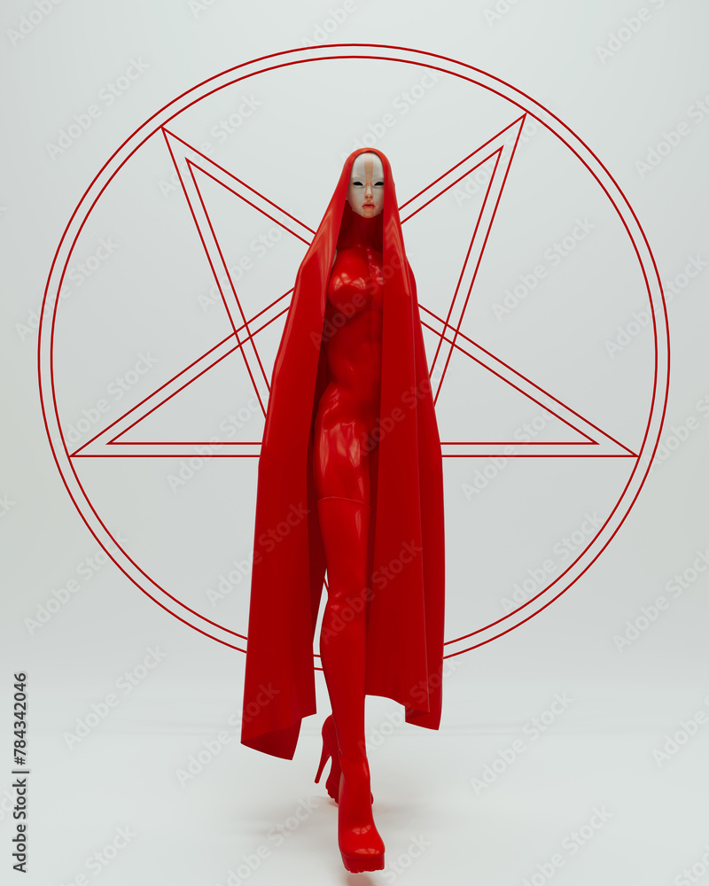 Satan red white tall woman devil demon symbol black magic pentagram ...