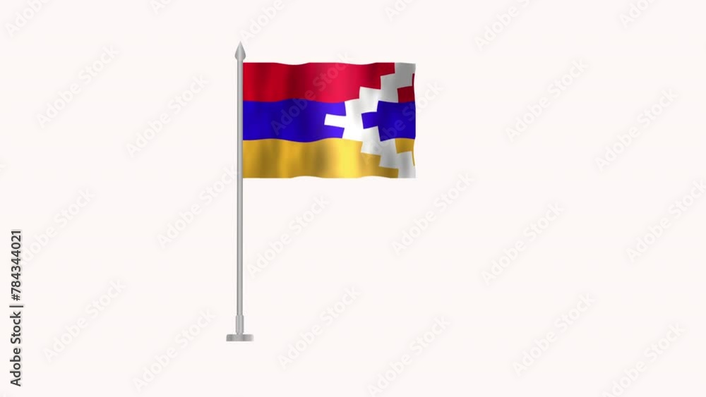 Flag of Nagorno Karabakh, Pole flag of Nagorno Karabakh on white screen, Nagorno Karabakh 3D ...