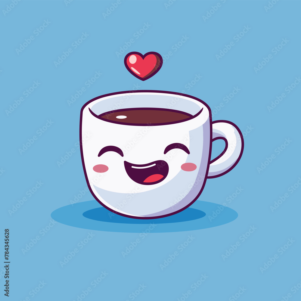 Cute kawaii coffee cup cartoon character vector illustration Stock ...