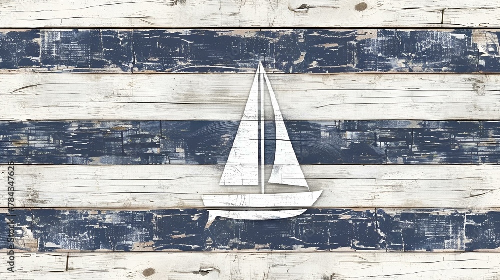 Nautical Preppy Wallpaper with Sailboat Design for Coastal Decor, AI ...