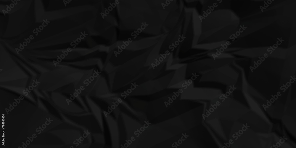 Dark black crumple paper wrinkled poster template ,blank glued creased ...