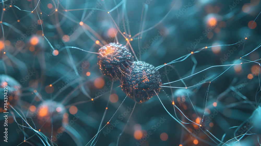 Illustration Showing a Complex Neural Network Architecture for AI and ...