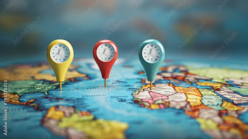 Education and Learning: A 3D vector illustration of a map with pins ...