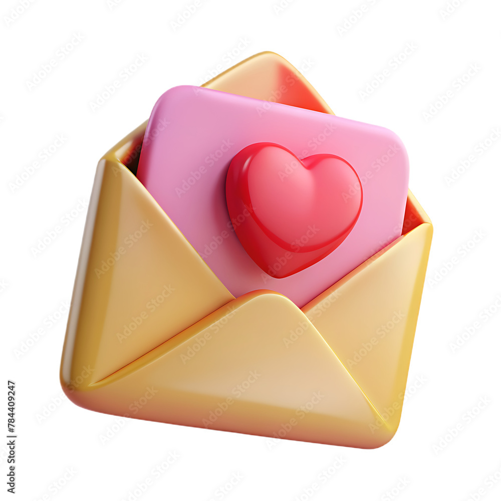 email with heart icon 3d background illustration Stock Illustration ...