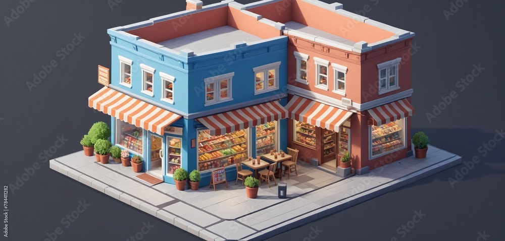 Illustrative representation of an isometric view of a isolated building ...