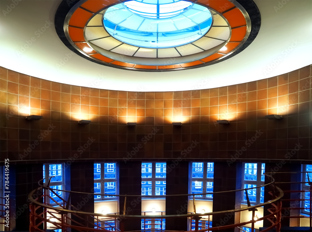 Staircase of the historic counting house named Sprinkenhof in Hamburg ...