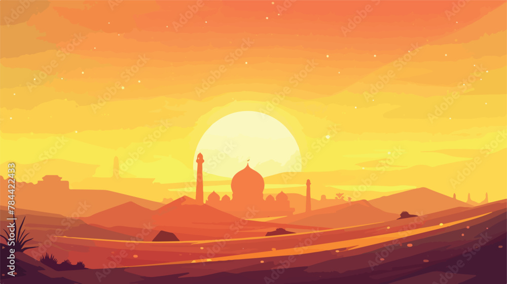 Happy Eid alAdha square background 2d flat cartoon Stock Vector | Adobe ...