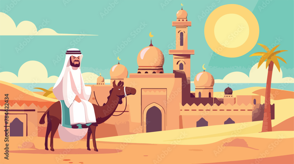 Happy Eid alAdha square background 2d flat cartoon Stock Vector | Adobe ...