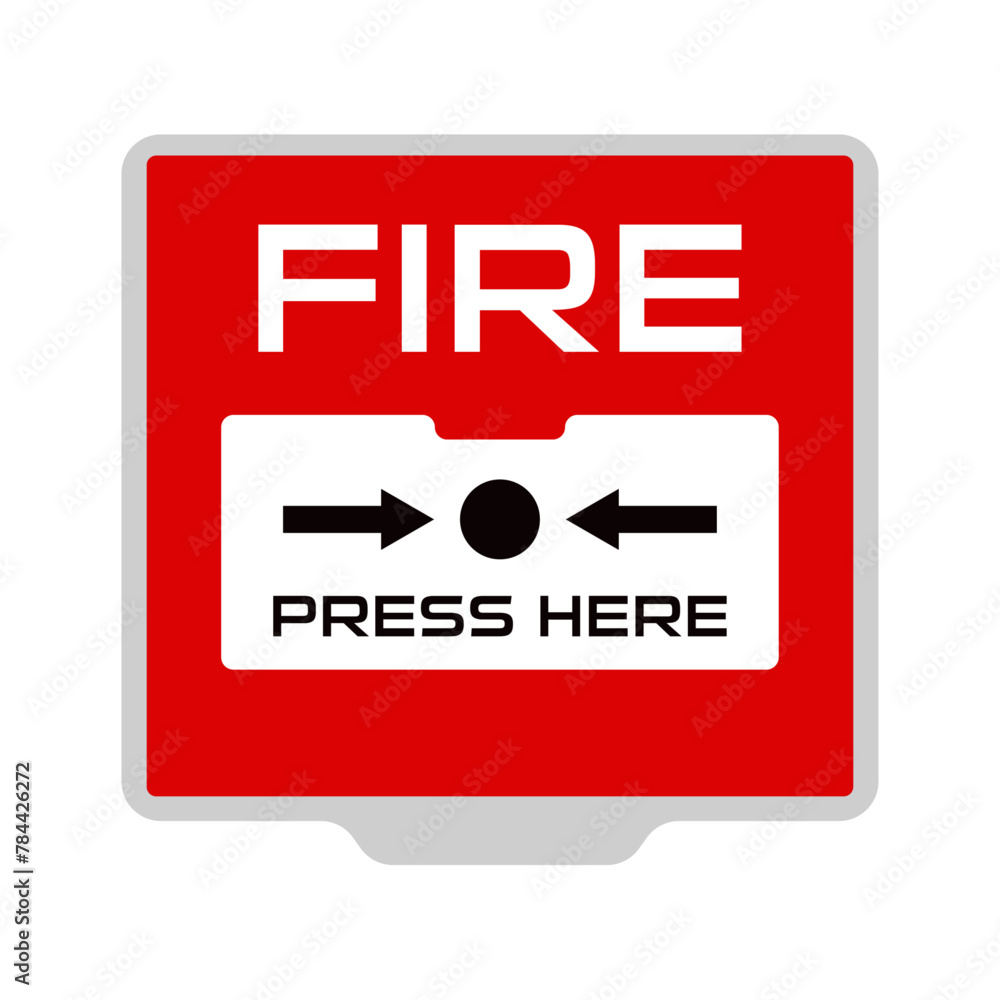 emergency fire alarm button flat vector illustration isolated on white ...