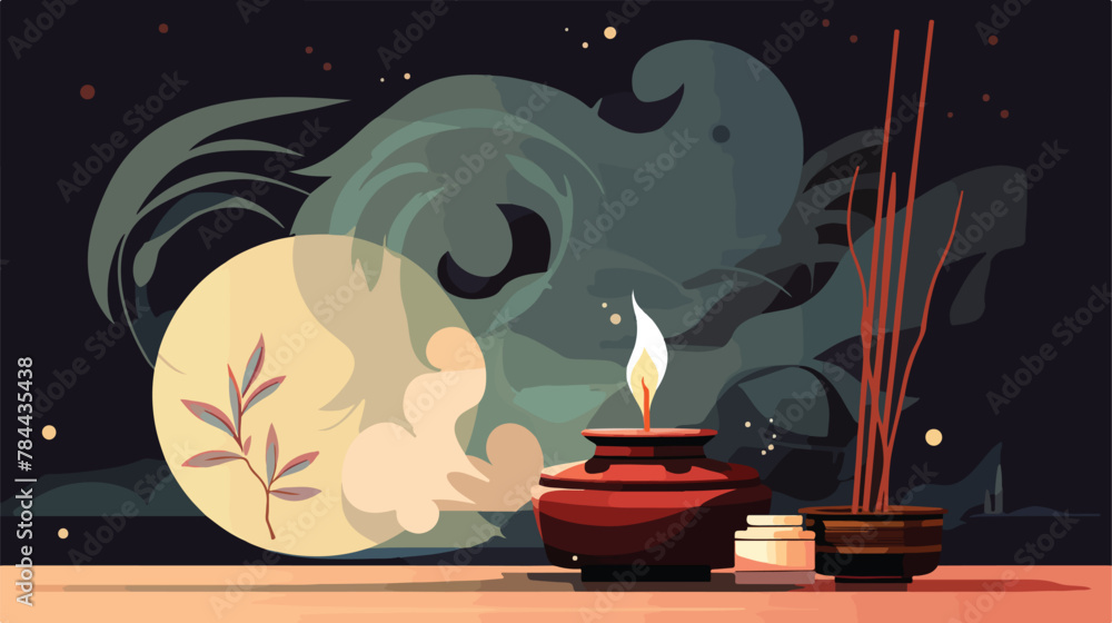 Incense and candle 2d flat cartoon vactor illustration Stock Vector ...