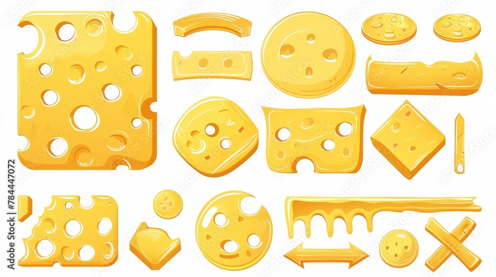 The Melted Cheese Button set is a cartoon set for game user interface ...