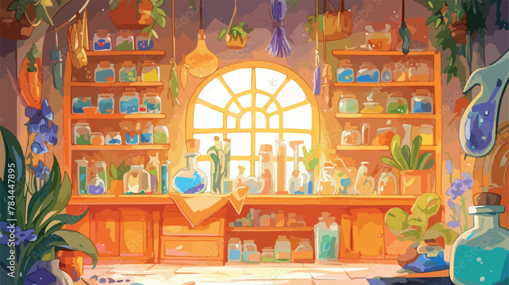 Magic Shops Watercolor Clipart 2d flat cartoon vact Stock Vector ...