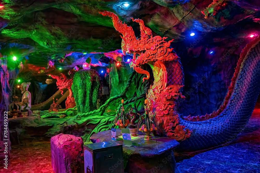 ‘NAGA’ mythological giant serpent statue. Colorful serpent-like statue ...