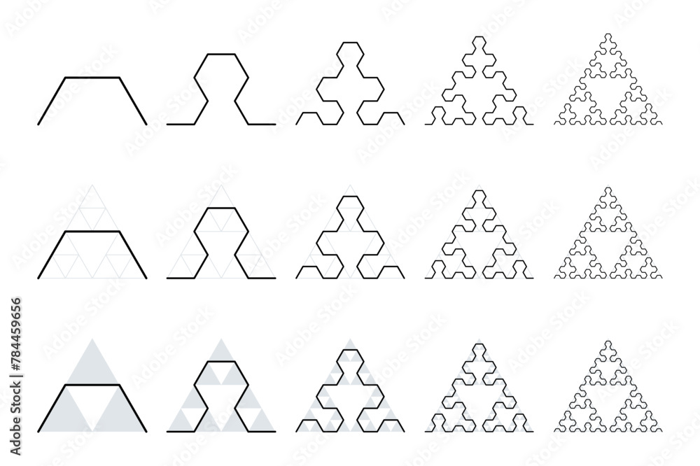 Evolution Of A Sierpinski Arrowhead A Plane Fractal Curve First Five Steps Of Developing The