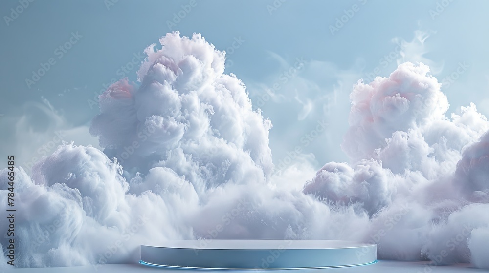 Cloud background podium dark 3d product sky white display platform ...