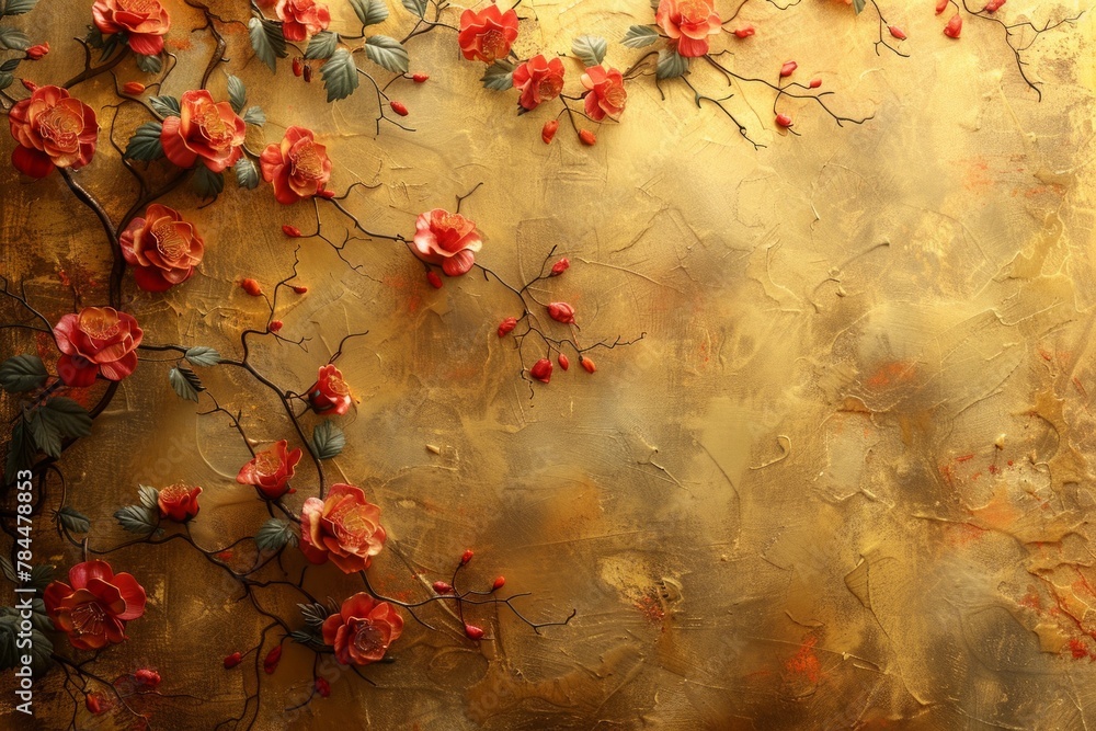 Blossom on a golden background, Asian American and Native Hawaiian ...
