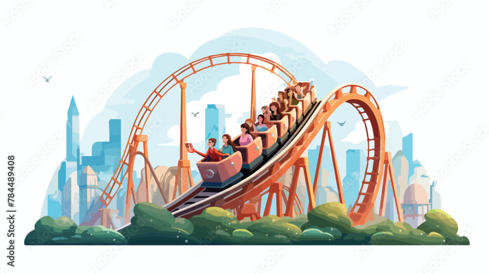 Roller coaster ride 2d flat cartoon vactor illustration Stock Vector ...