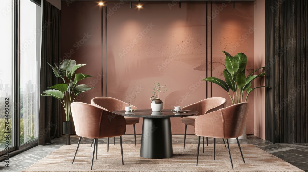 Peach fuzz 2024 trend color of the year in the luxury dining lounge ...