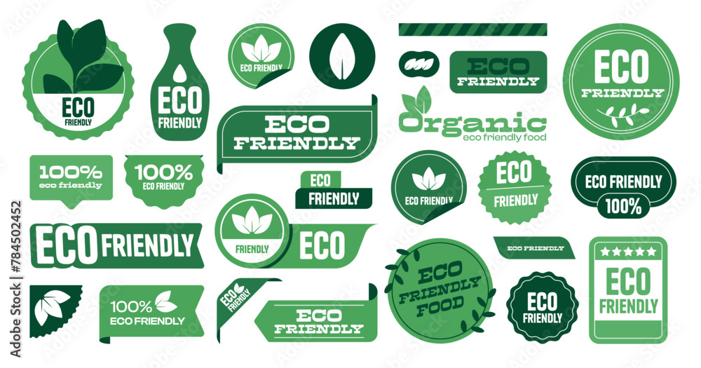 Eco friendly logo. Eco green leaf label, natural organic concept ...