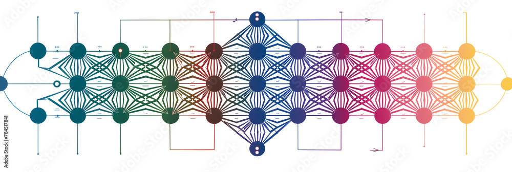 Complex Multi-Layer Neural Network Diagram with Color Code Stock Photo ...