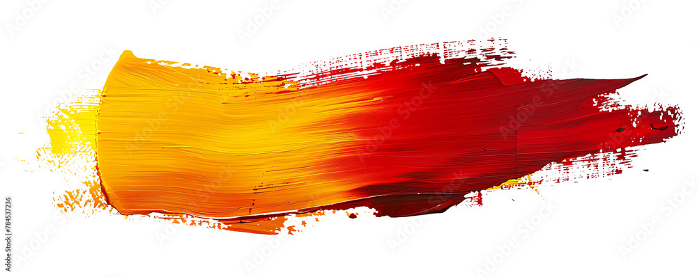Abstract red and yellow splash acrylic brush stroke oil paint smear ...