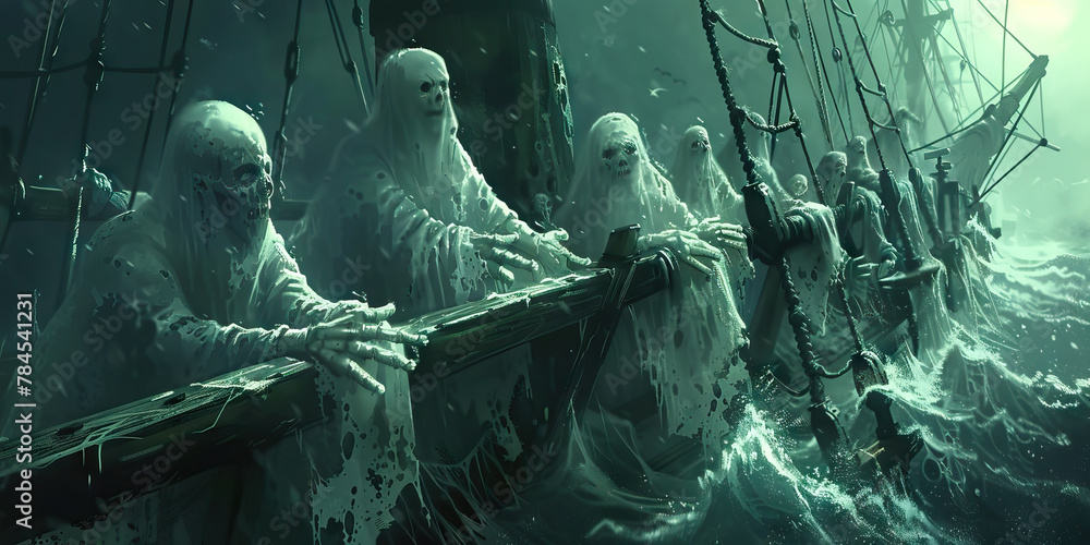 Ghost Ship Gloom: Hands gripping the railing, eyes searching for ...