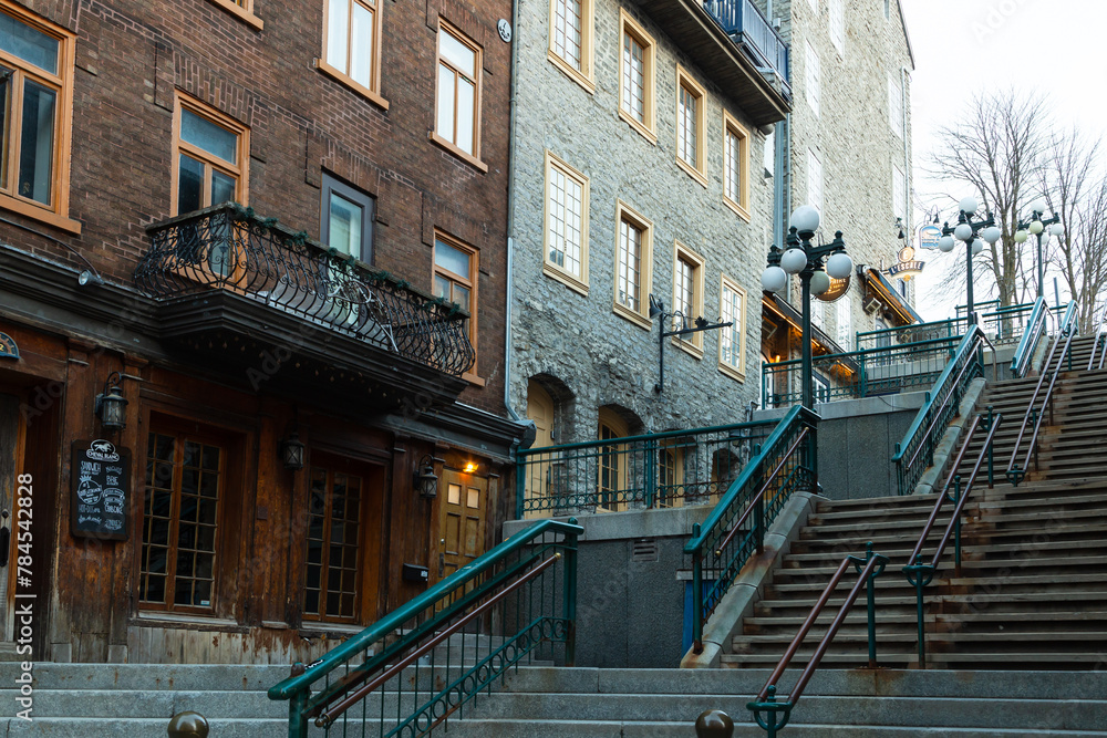 Quebec City, Quebec, Canada, April 14, 2024 - The Breakneck Stairway ...